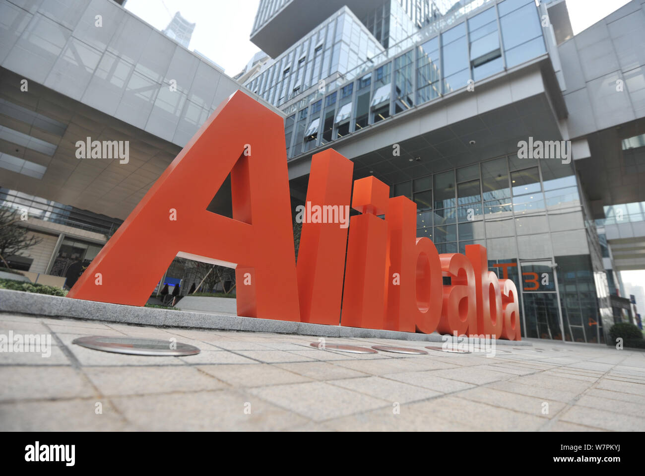 --FILE--A logo of Alibaba Group is pictured at an office building in ...