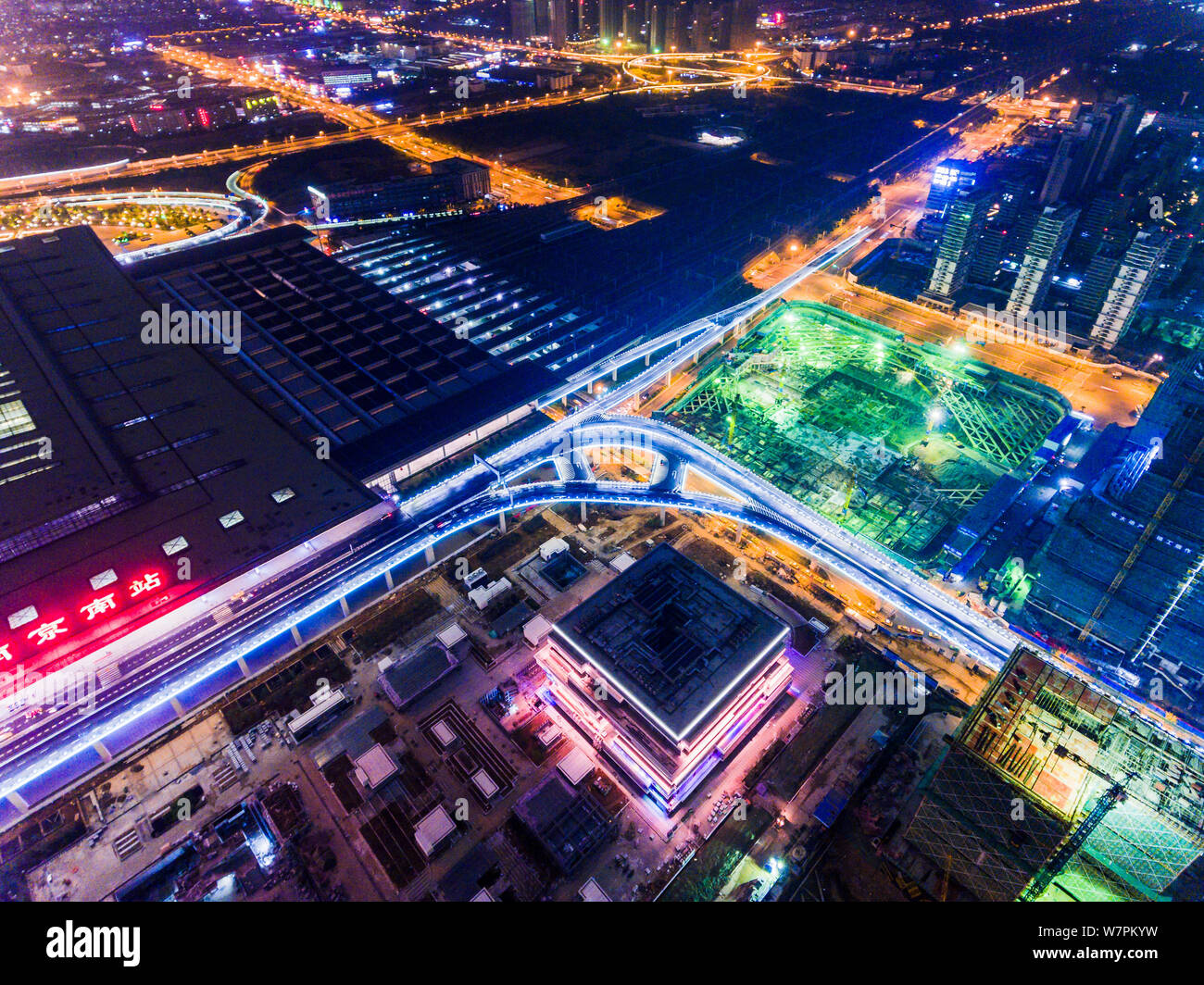 Aerial view of Nanjing South Railway Station, Asia's largest railway ...
