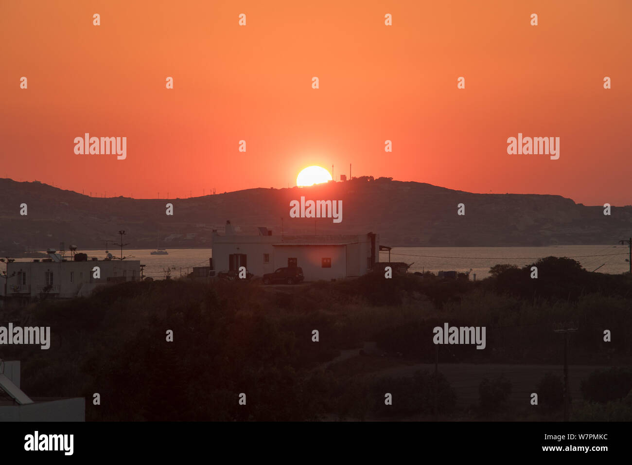 Sun rise in Pollonia village Stock Photo - Alamy