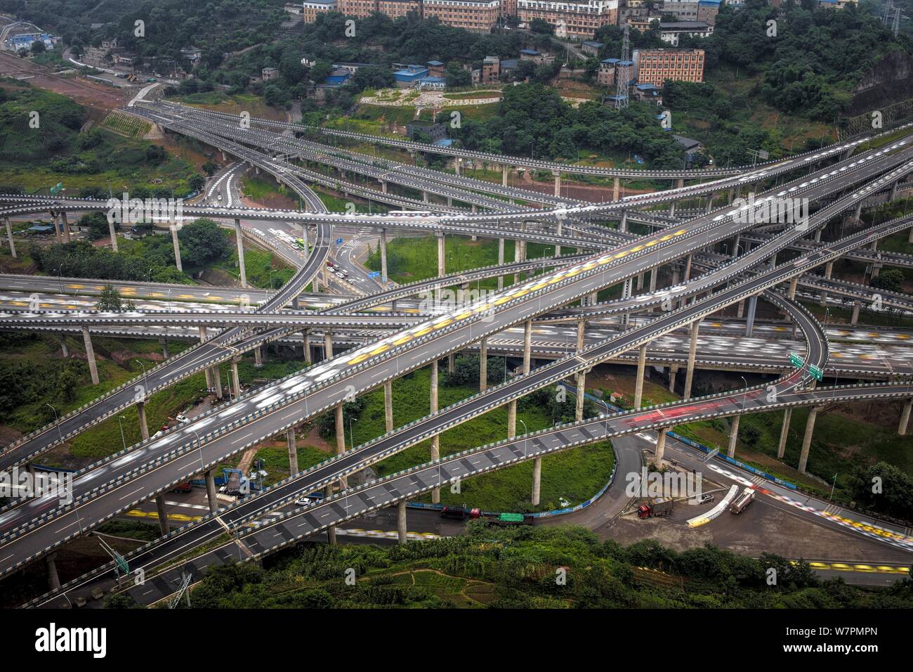 Aerial view of the five-level Huangjuewan Overpass in the Nan'an ...