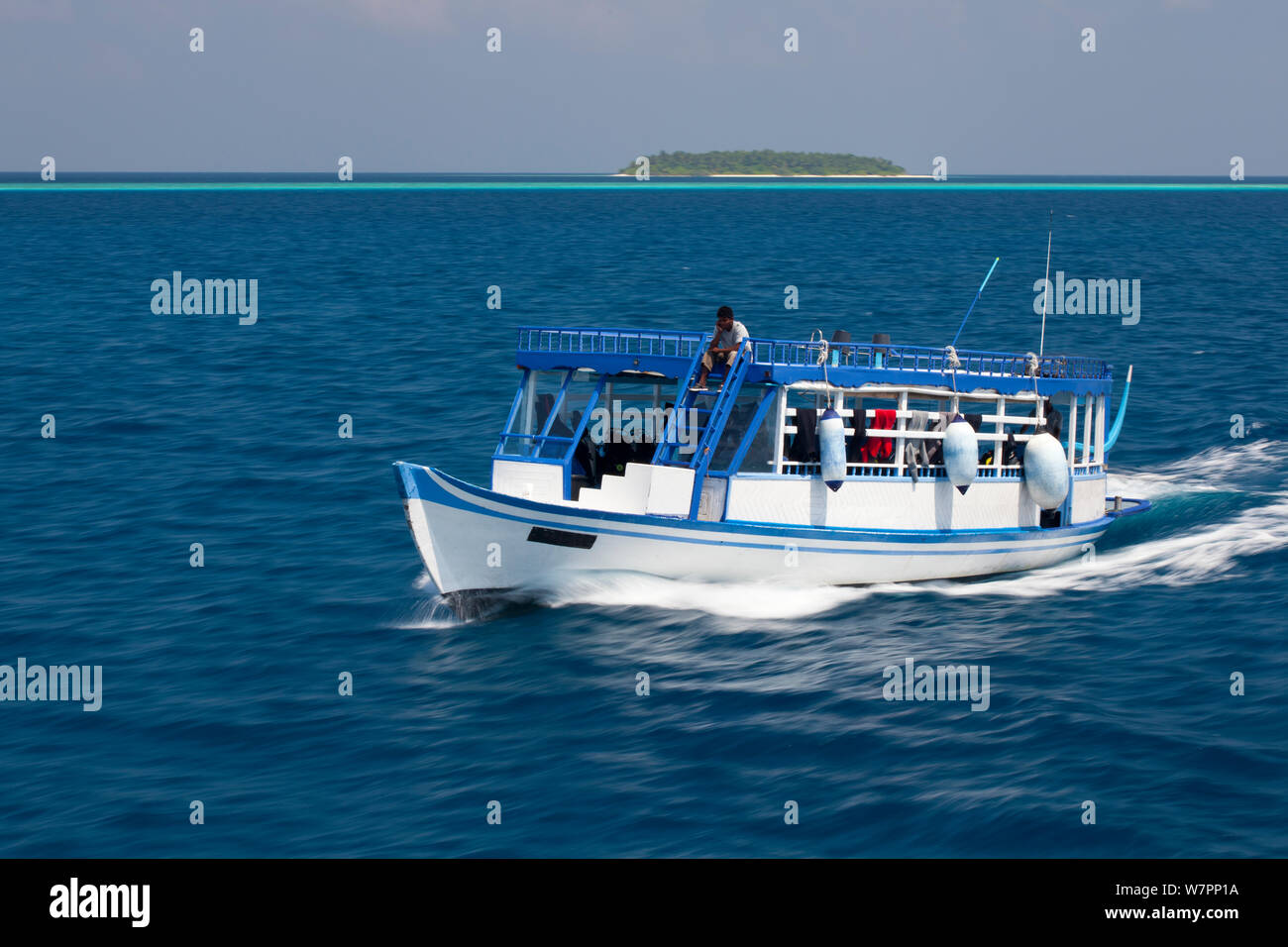 Dhoni, characteristic Maldivian boat, Maldives, Indian Ocean, December ...