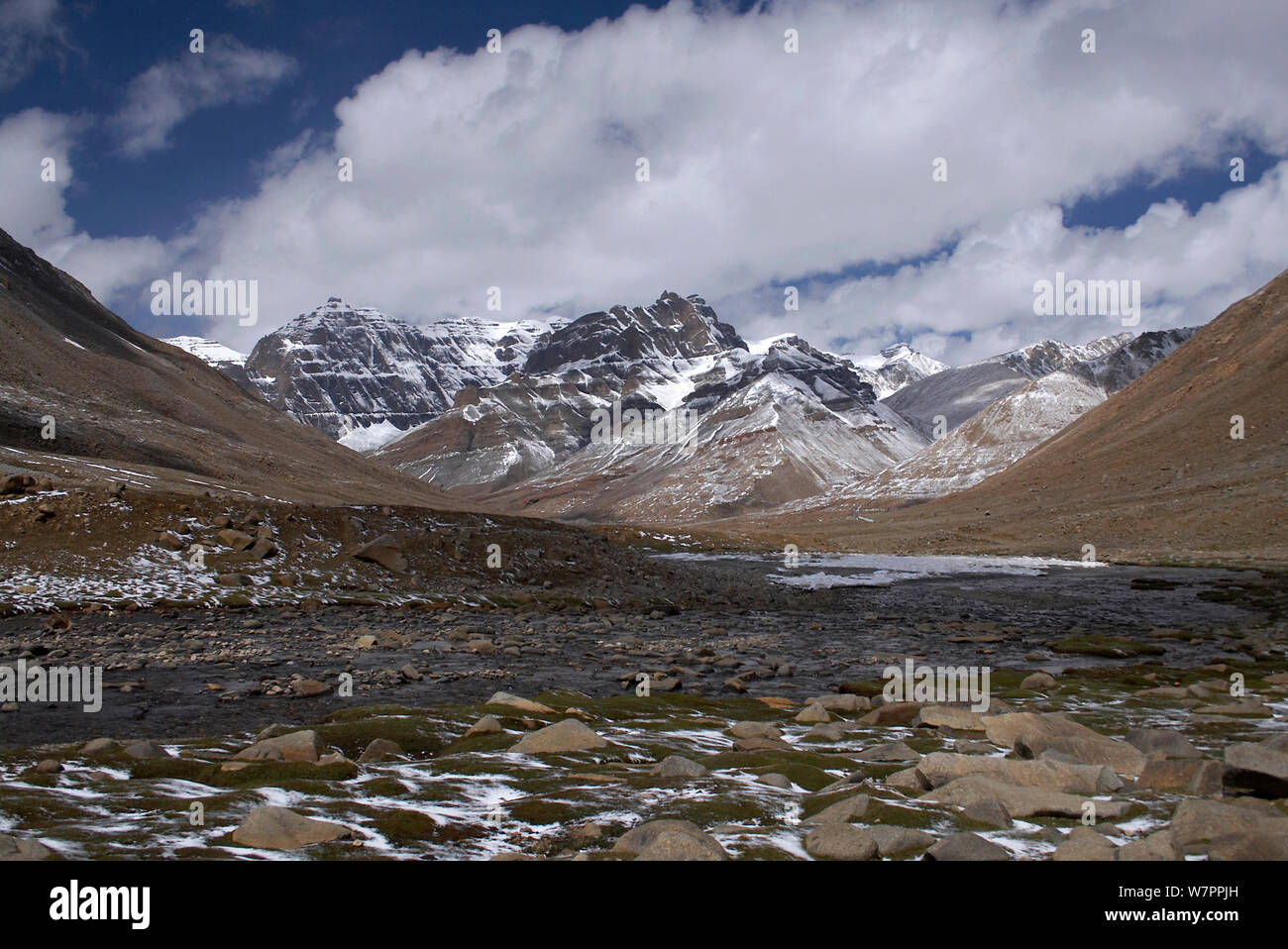 Lha Chu river valley and the Kailas Range (Gangdise Mountains) on the ...