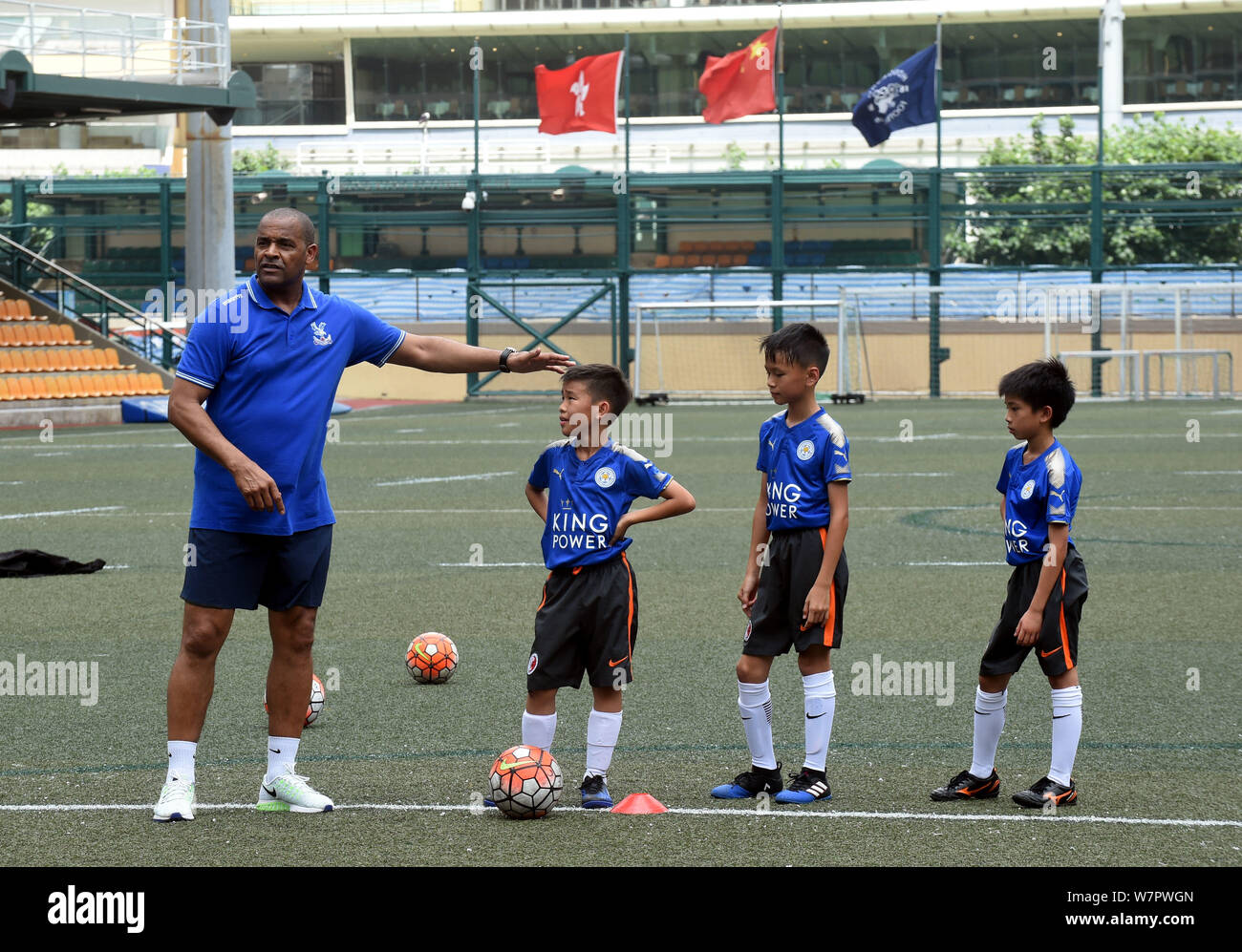Former English soccer player Mark Bright takes part in a training ...