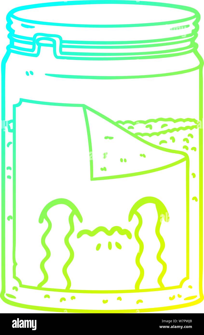 cold gradient line drawing of a cartoon glass jar crying Stock Vector ...