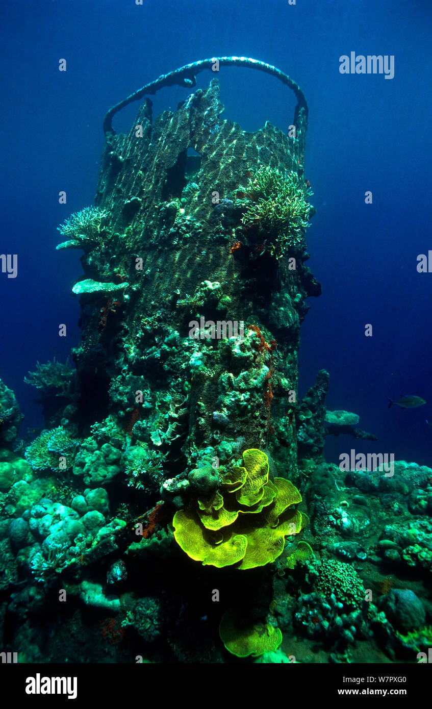 Funnel on the Japanese wreck of the 'Kasi Maru', sunk by US Bombers in ...