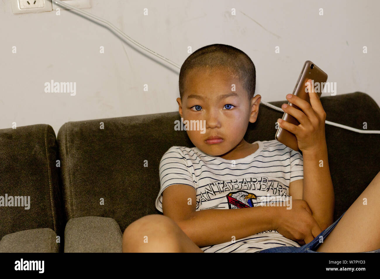 Chinese Boy With Blue Eyes Portrait Adorable Happy Chinese Baby Boy