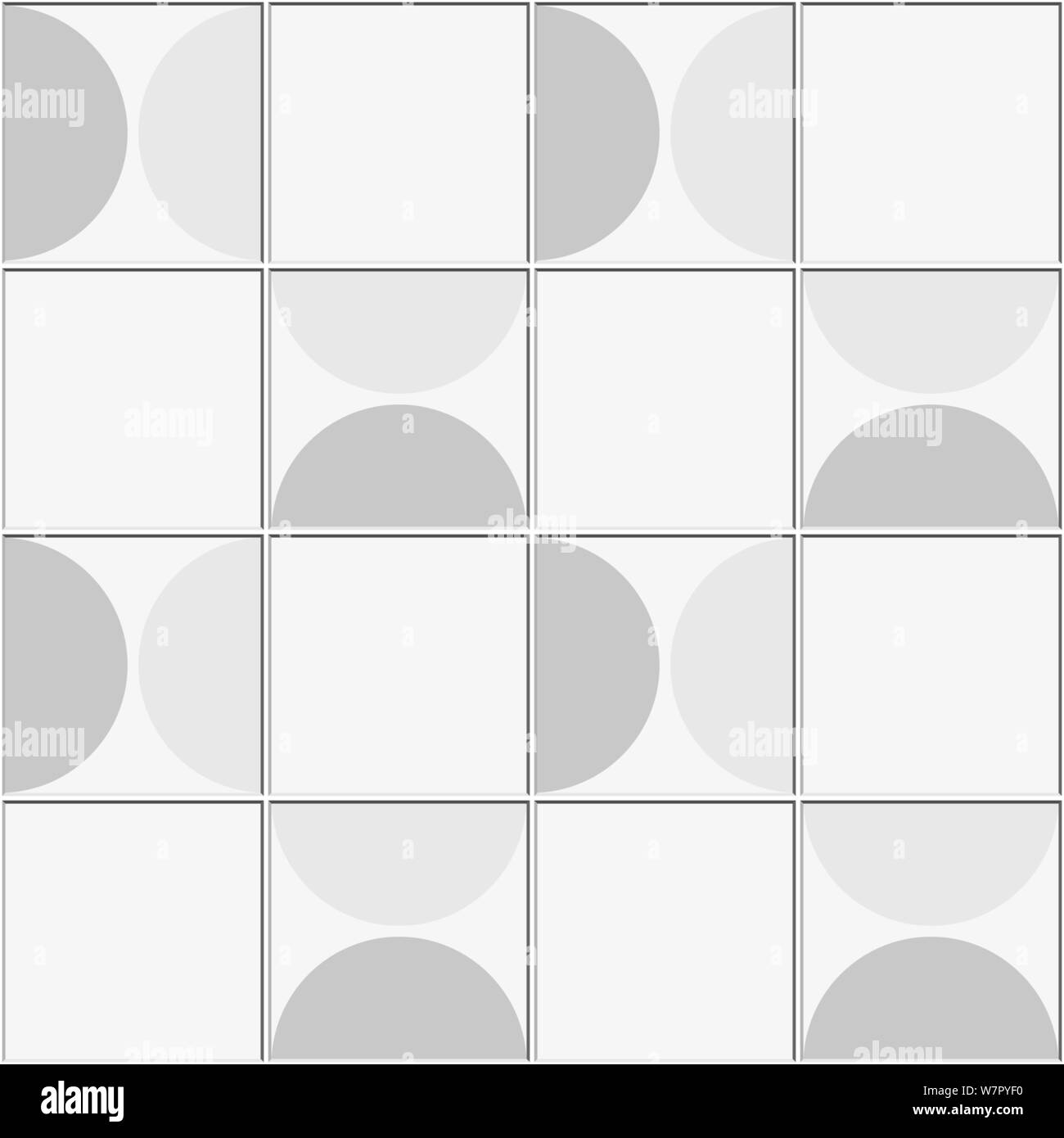 Abstract seamless pattern, semicircle light gray ceramic tiles vector ...