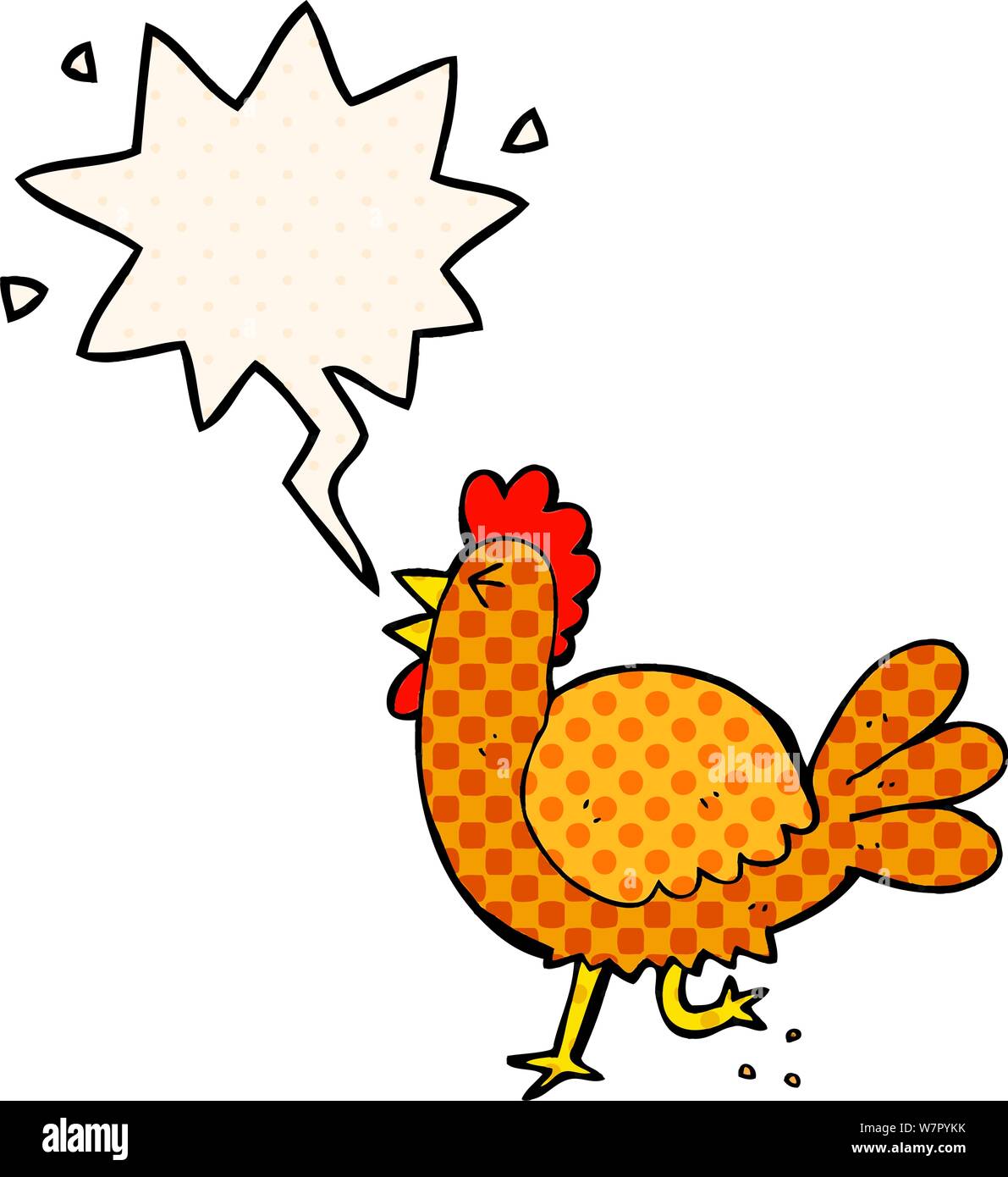 cartoon rooster with speech bubble in comic book style Stock Vector ...