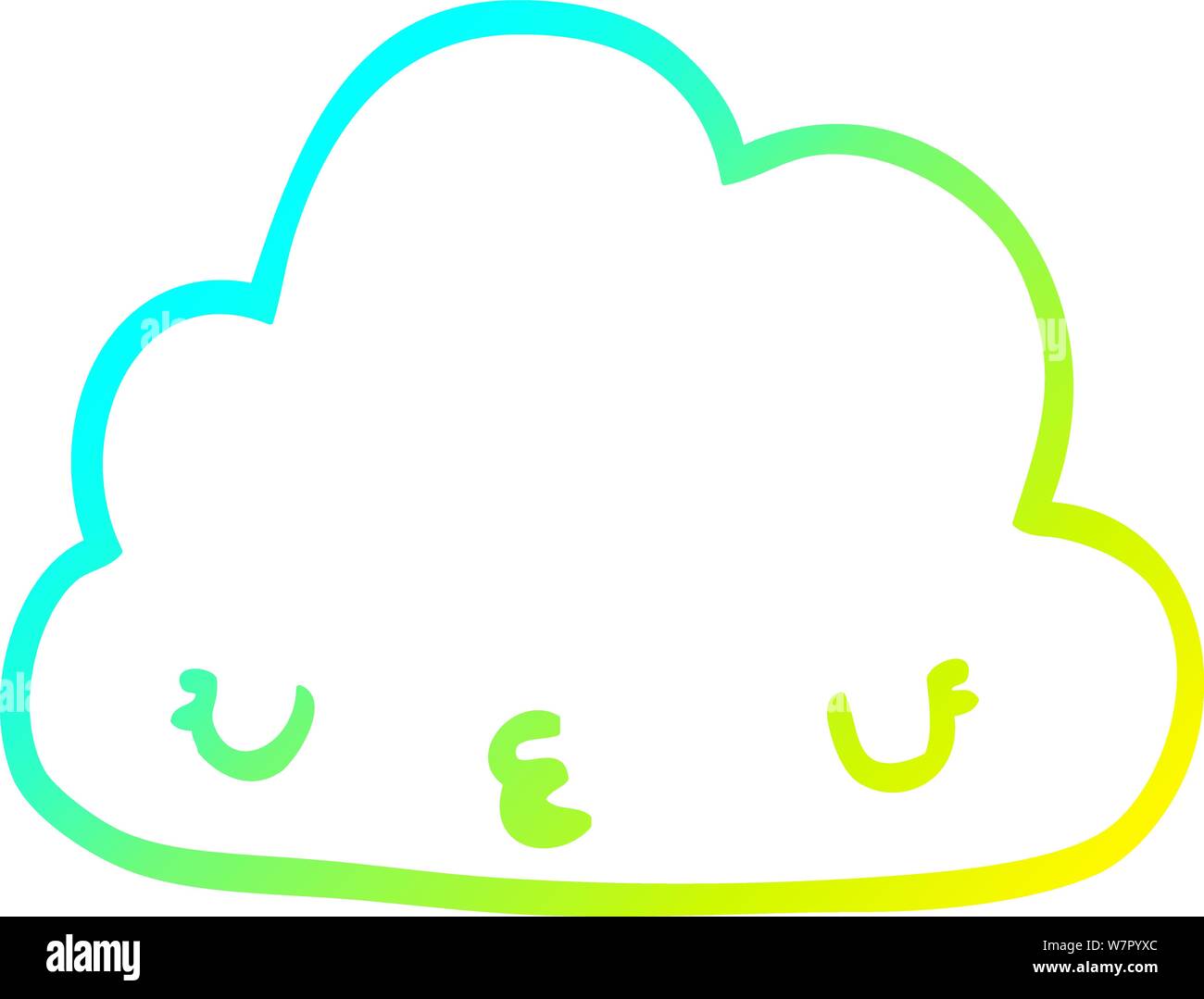 cold gradient line drawing of a cute cartoon cloud Stock Vector Image ...