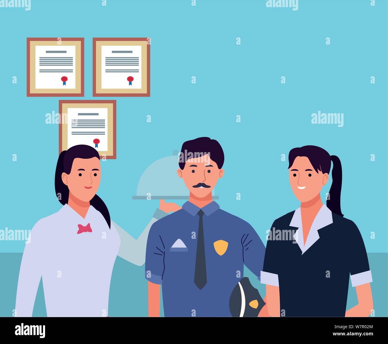 Professionals workers characters smiling cartoons Stock Vector Image ...