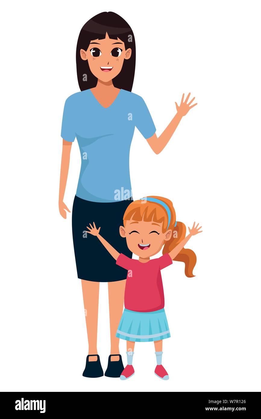 Family single mother with children cartoon Stock Vector Image & Art - Alamy