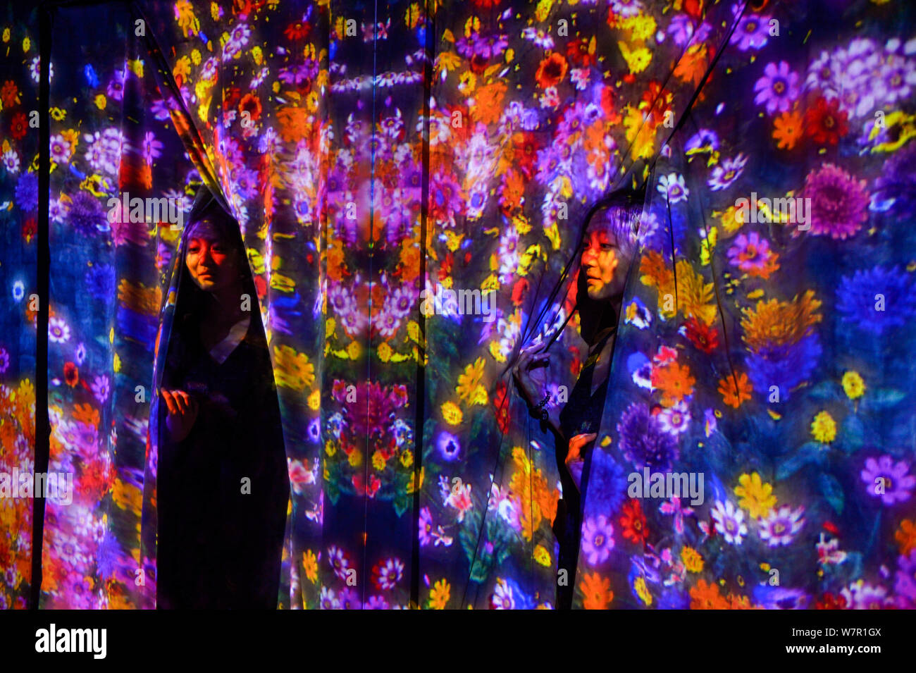 A Chinese citizen visits the immersive exhibition "teamLab: Dance! Art ...
