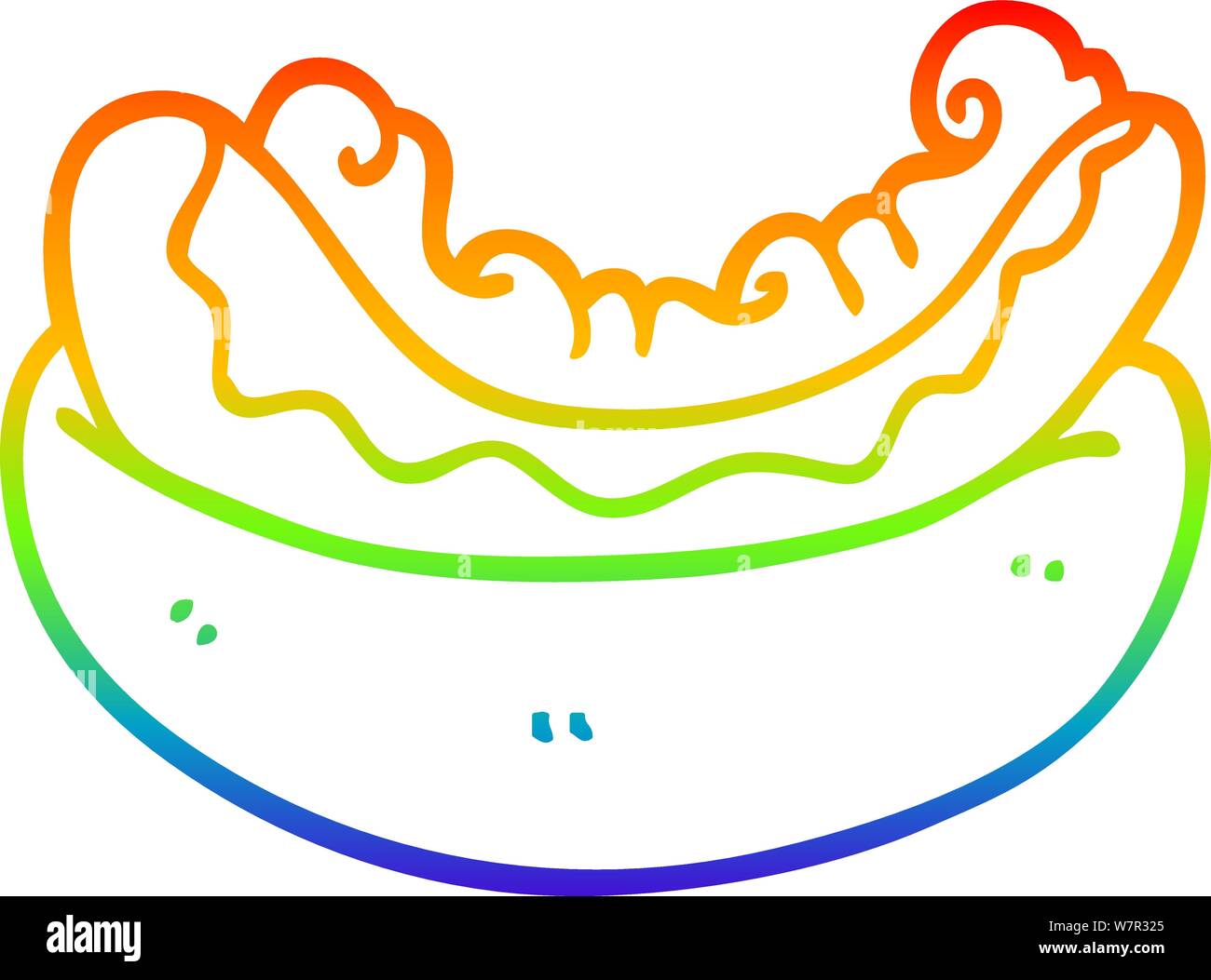rainbow gradient line drawing of a cartoon hotdog Stock Vector Image ...