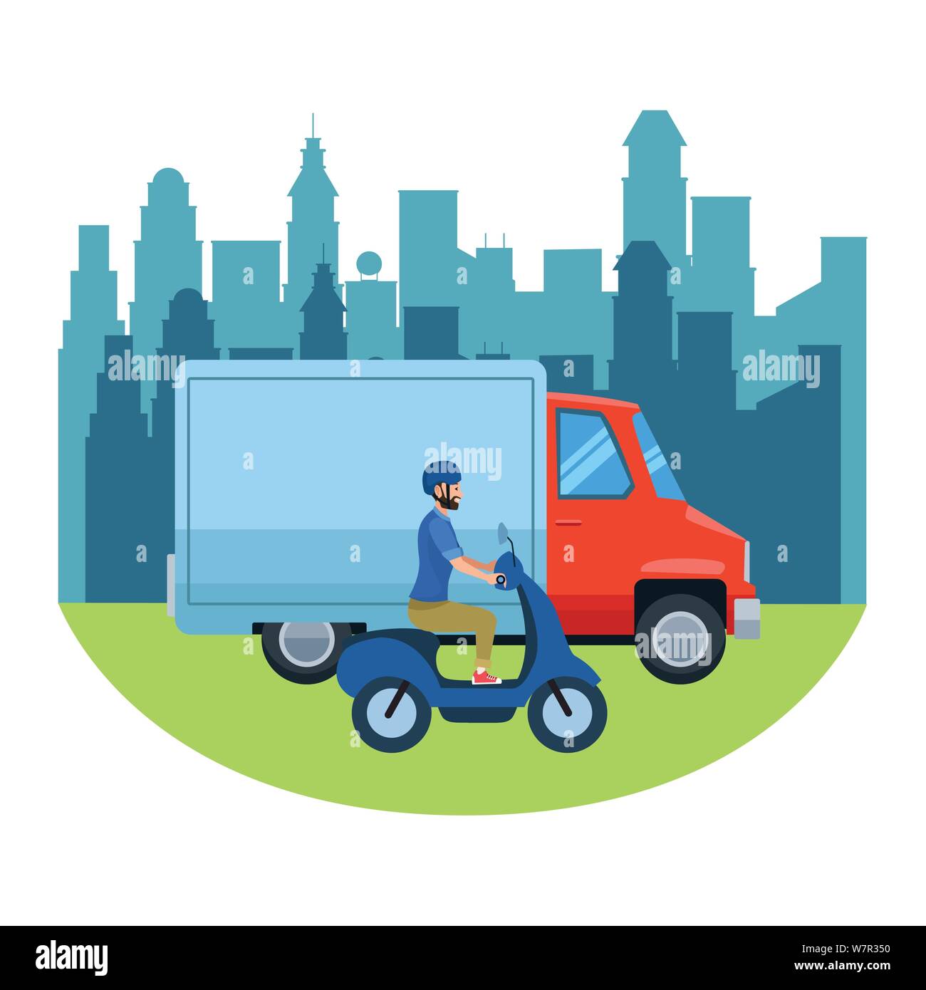 Vehicle and motorcycle with drivers riding Stock Vector Image & Art - Alamy