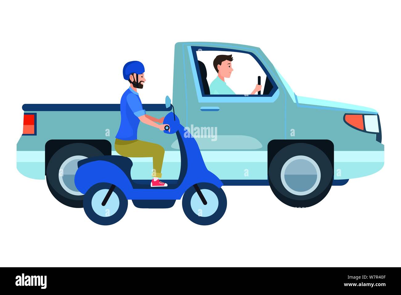 Vehicle and motorcycle with drivers riding Stock Vector Image & Art - Alamy