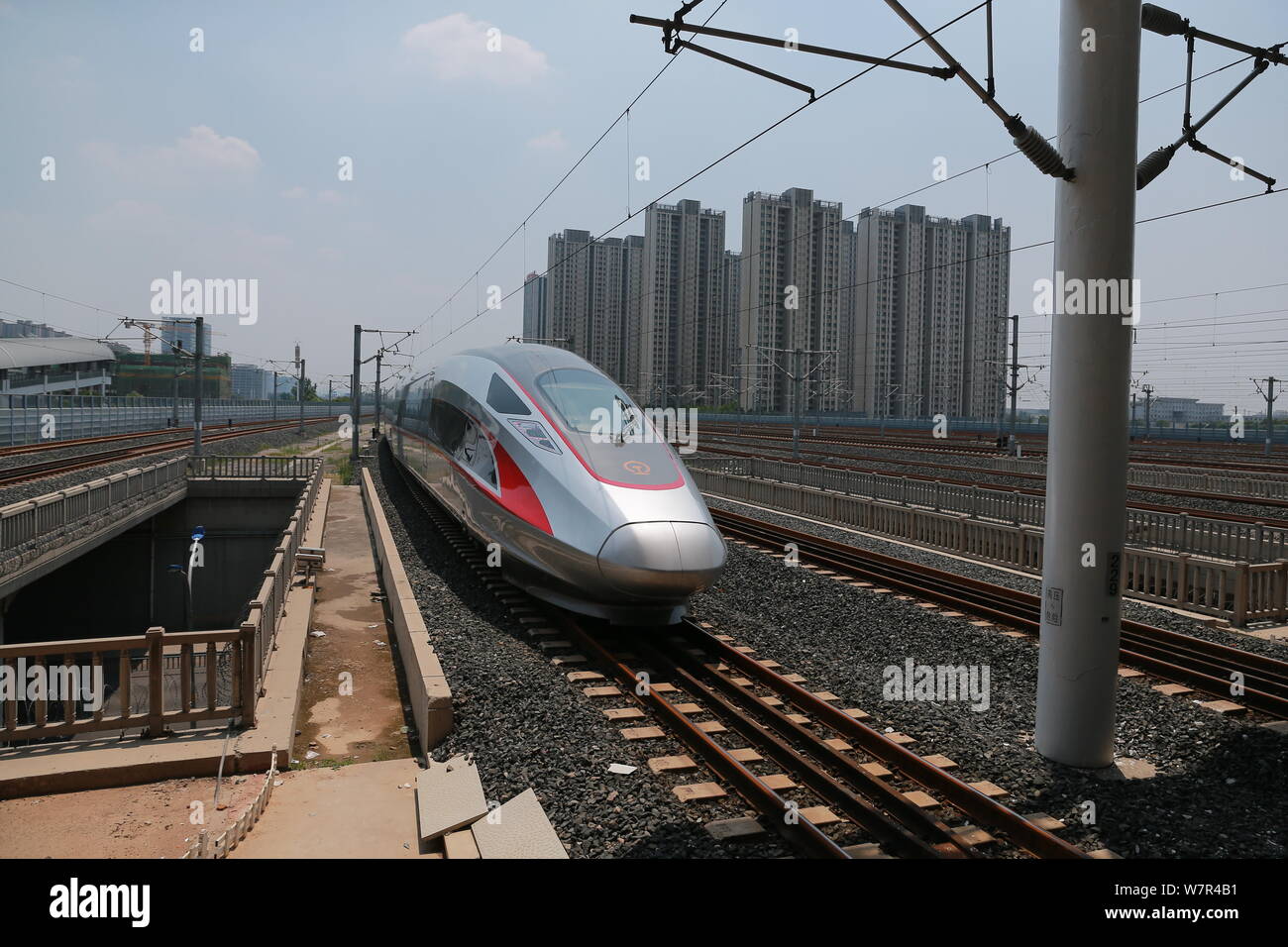 A "Fuxing" high speed bullet train on Beijing-Shanghai high speed ...