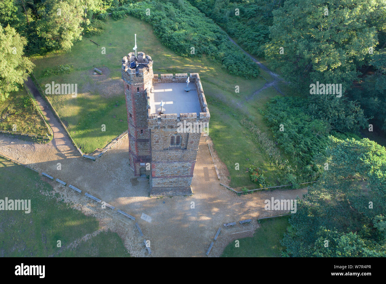 areial view of leith hill tower on the surrey hills near dorking surrey ...