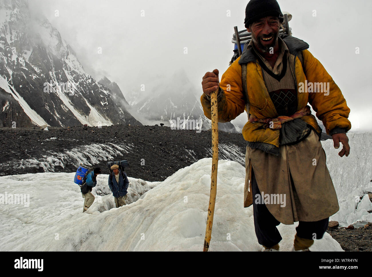 Three Balti porters on the Baltoro Glacier, Concordia, Central ...