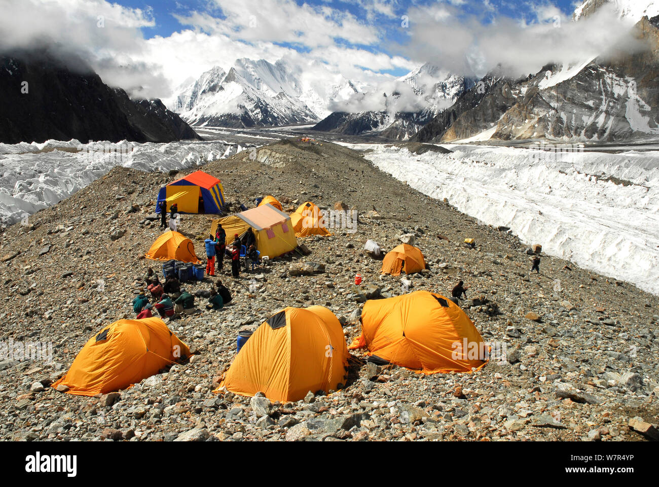 Broad Peak base camp (4,960m) on the Godwin-Austen Glacier, Central ...
