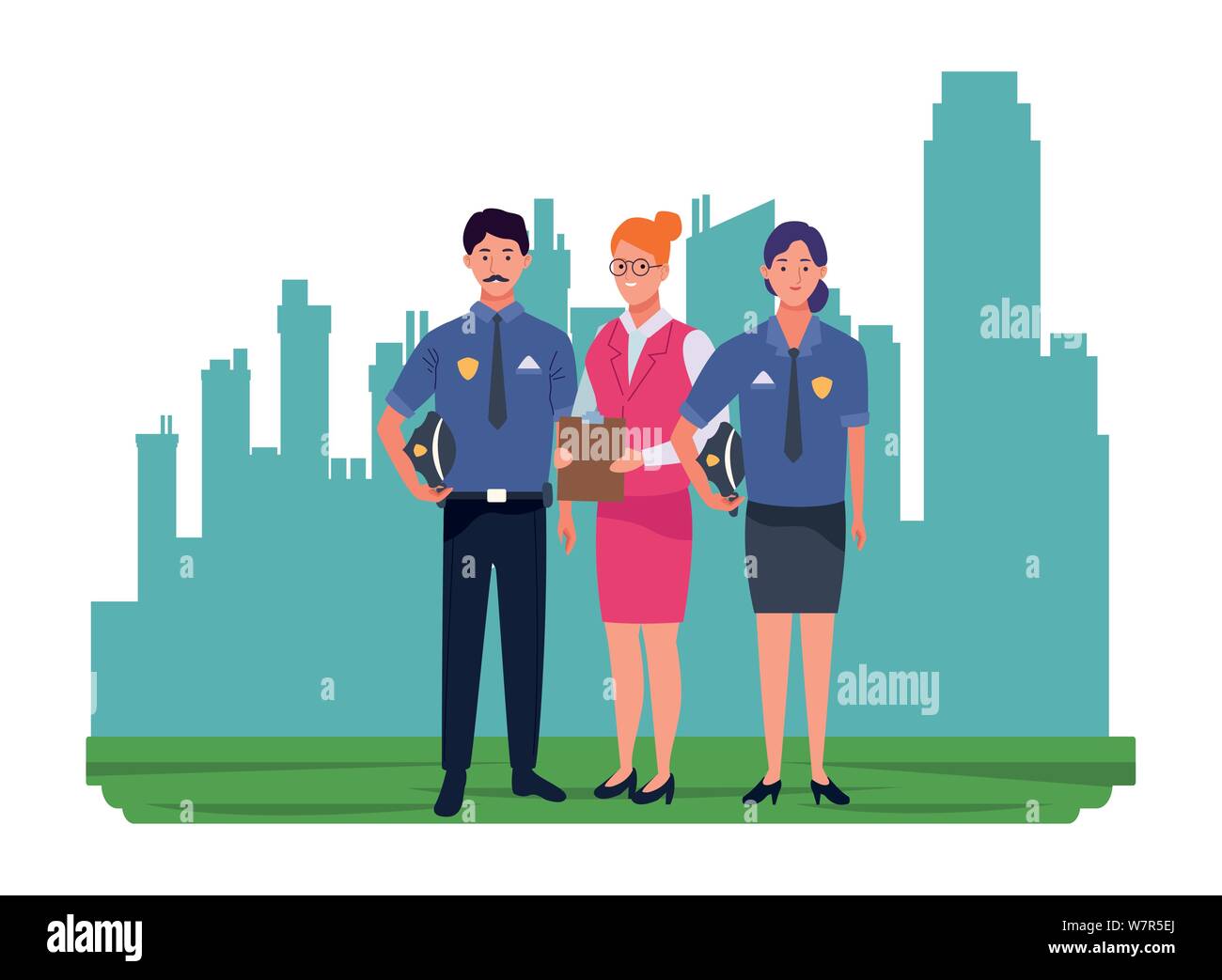 Professionals workers characters smiling cartoons Stock Vector Image ...