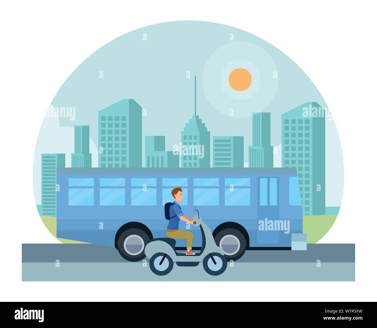 Vehicle and motorcycle with drivers riding Stock Vector Image & Art - Alamy