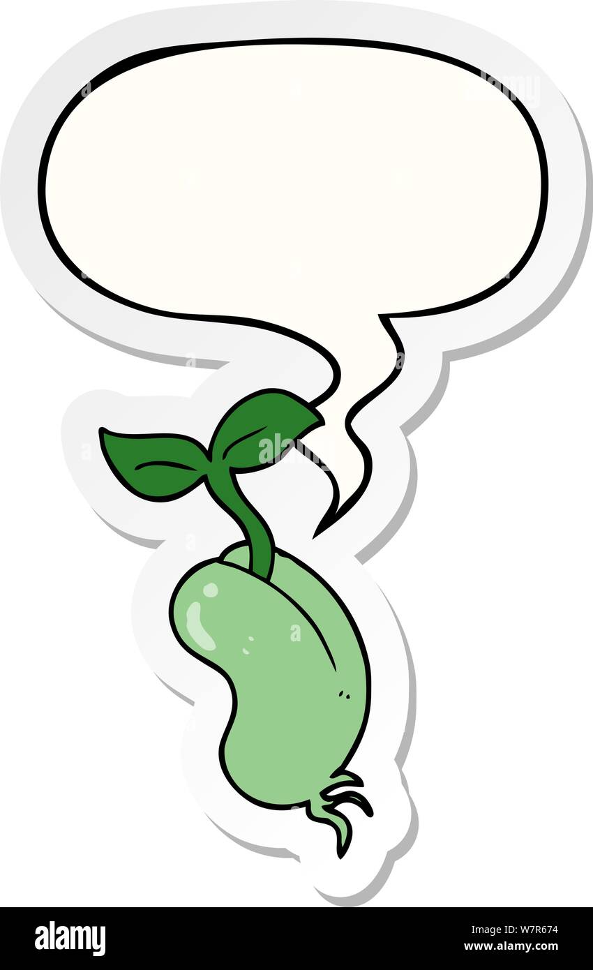 cartoon sprouting seed with speech bubble sticker Stock Vector Image ...