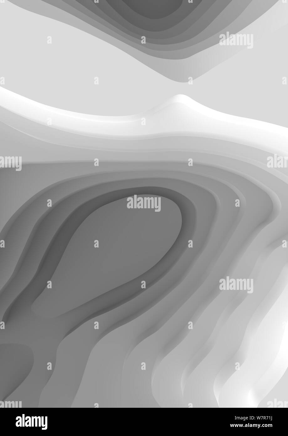 Vertical A4 banner 3D Landscape Paper Cut style, Curved shapes with ...