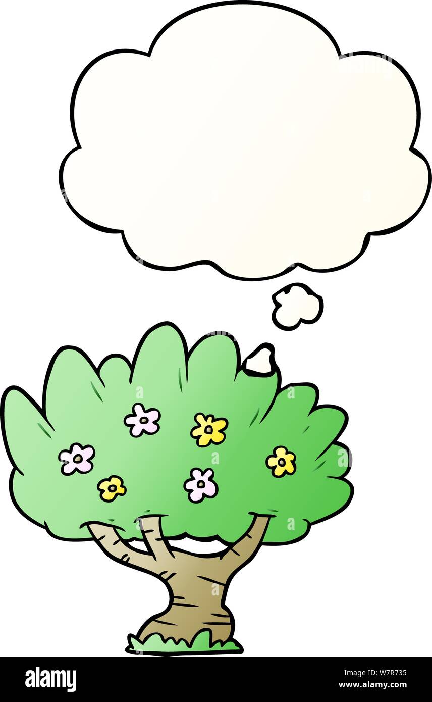 cartoon tree with thought bubble in smooth gradient style Stock Vector ...