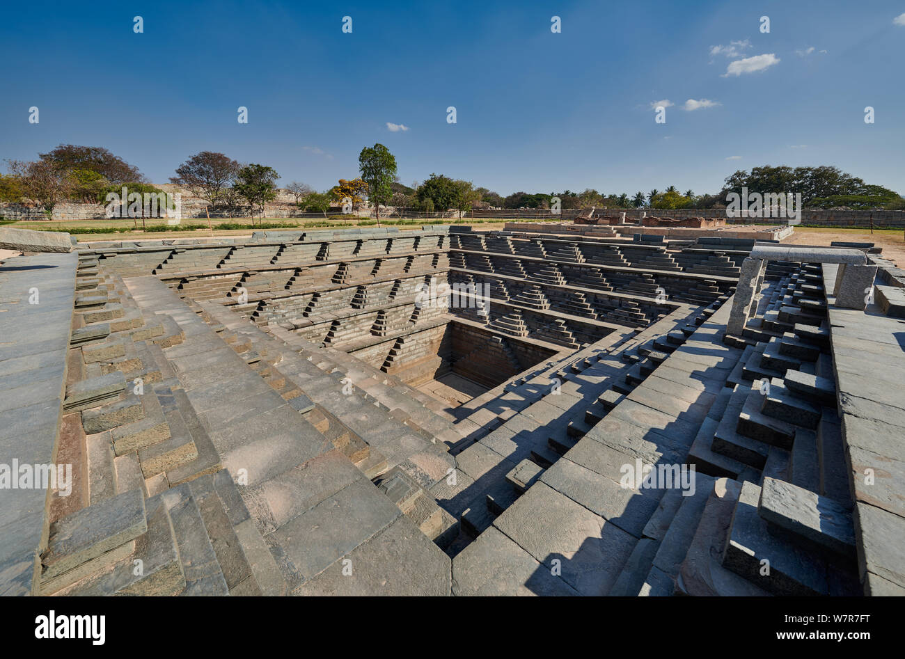 Stepped square water tank inside the Royal Enclosure at Hampi, UNESCO ...