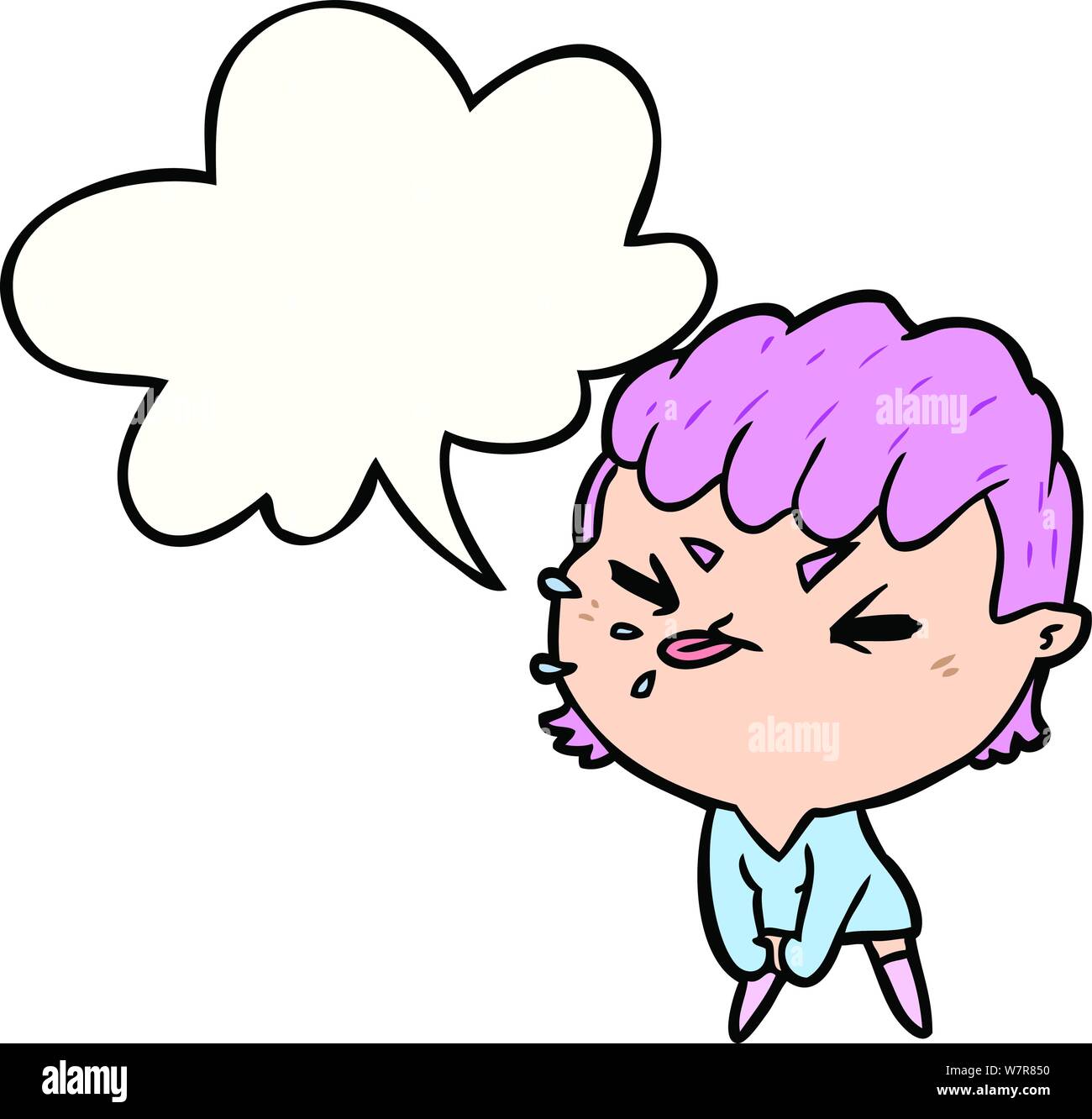 cute cartoon rude girl with speech bubble Stock Vector Image & Art - Alamy