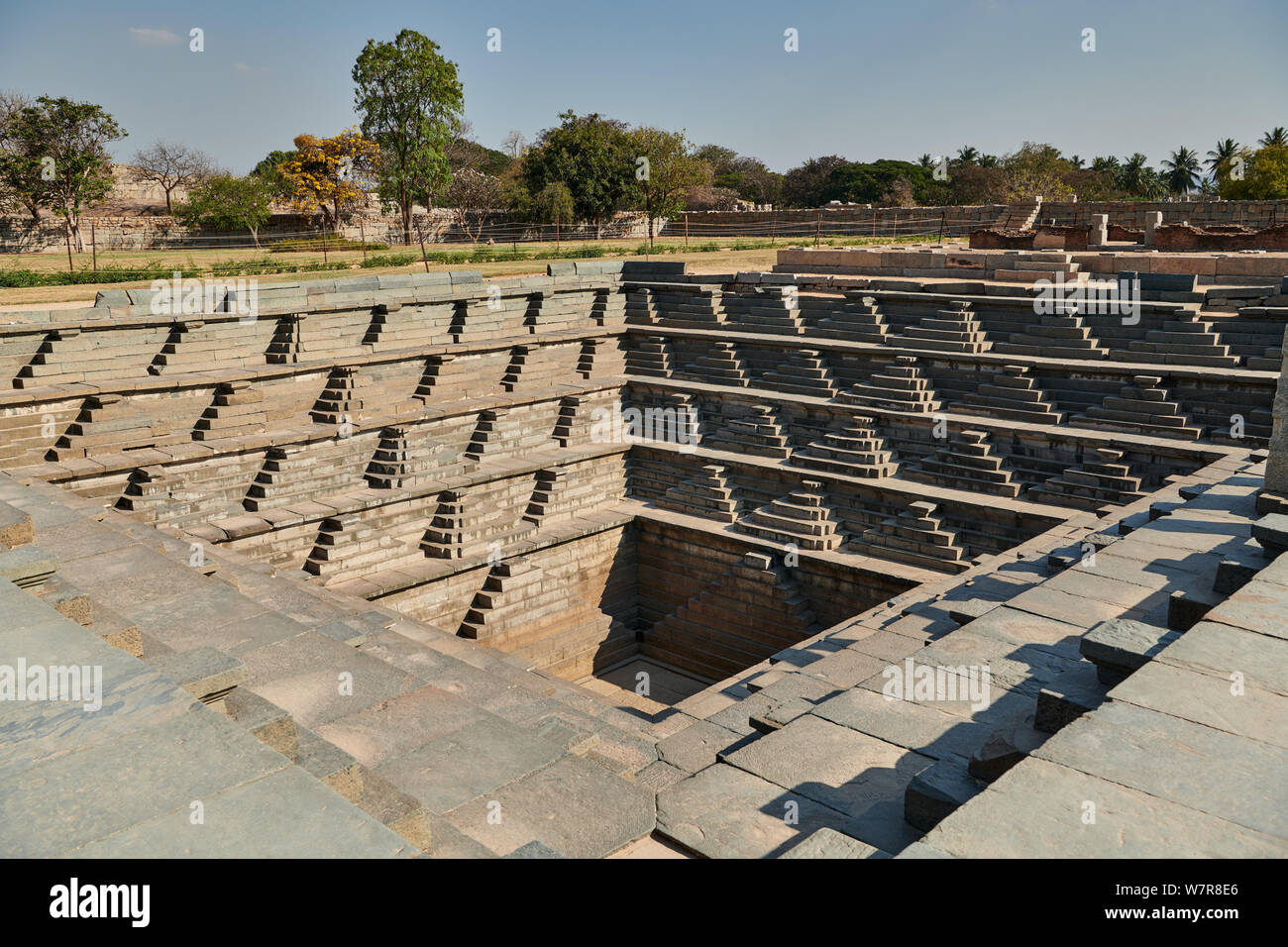 Stepped square water tank inside the Royal Enclosure at Hampi, UNESCO ...