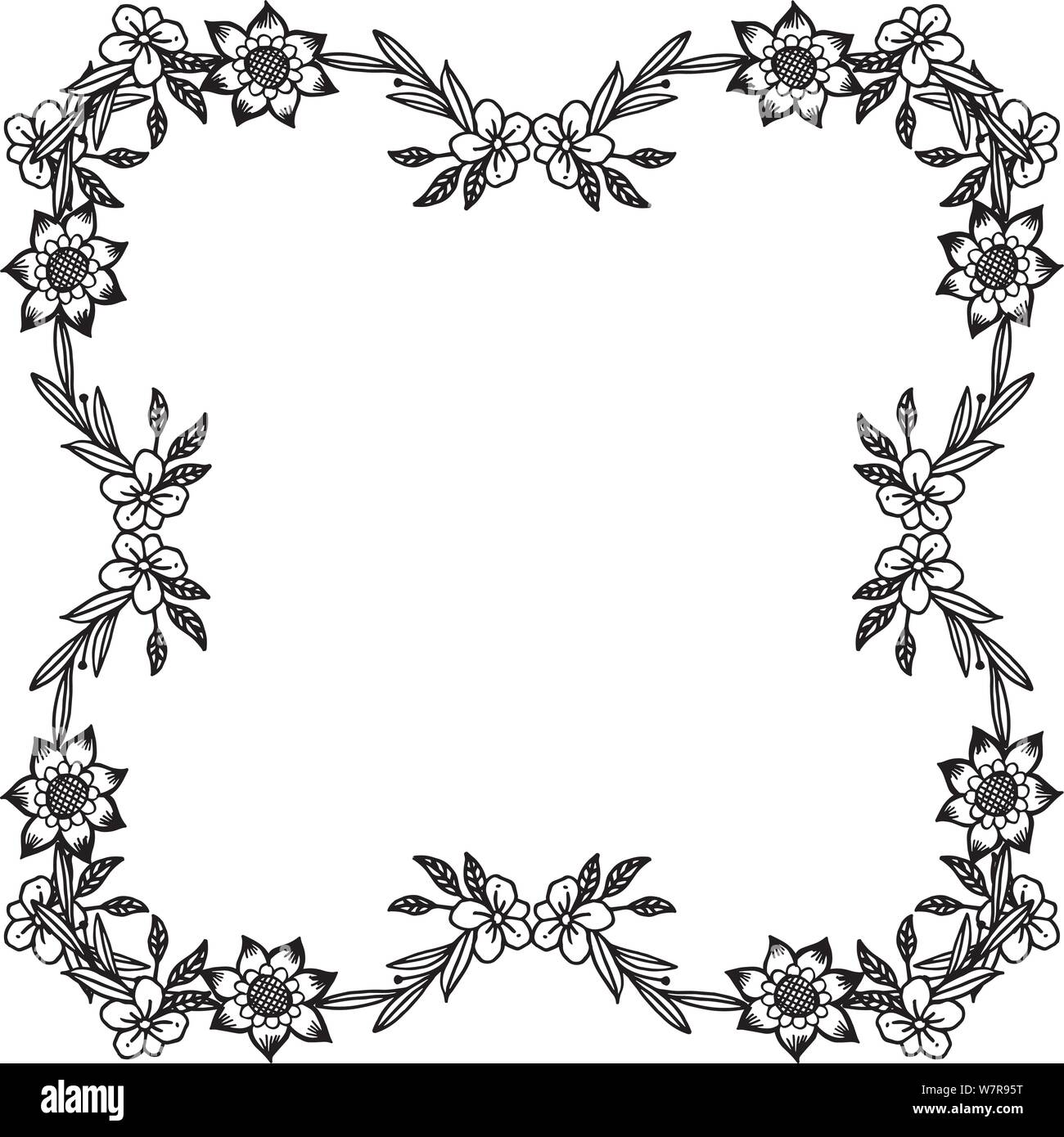 Frame drawing and sketch flower, for modern greeting card. Vector ...