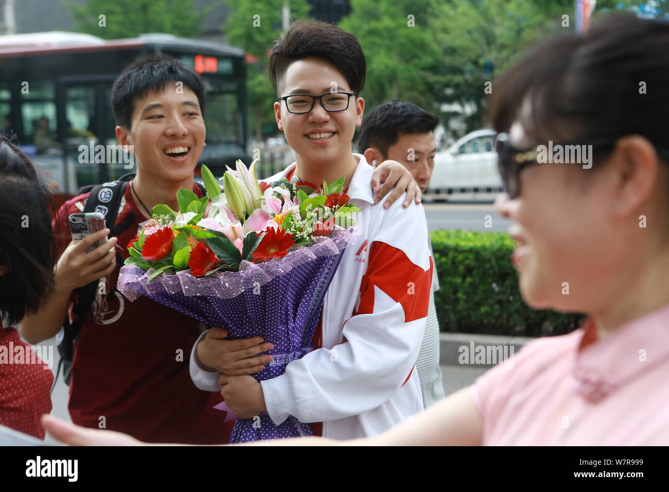 Chinese students are pictured after completing the 2017 National ...