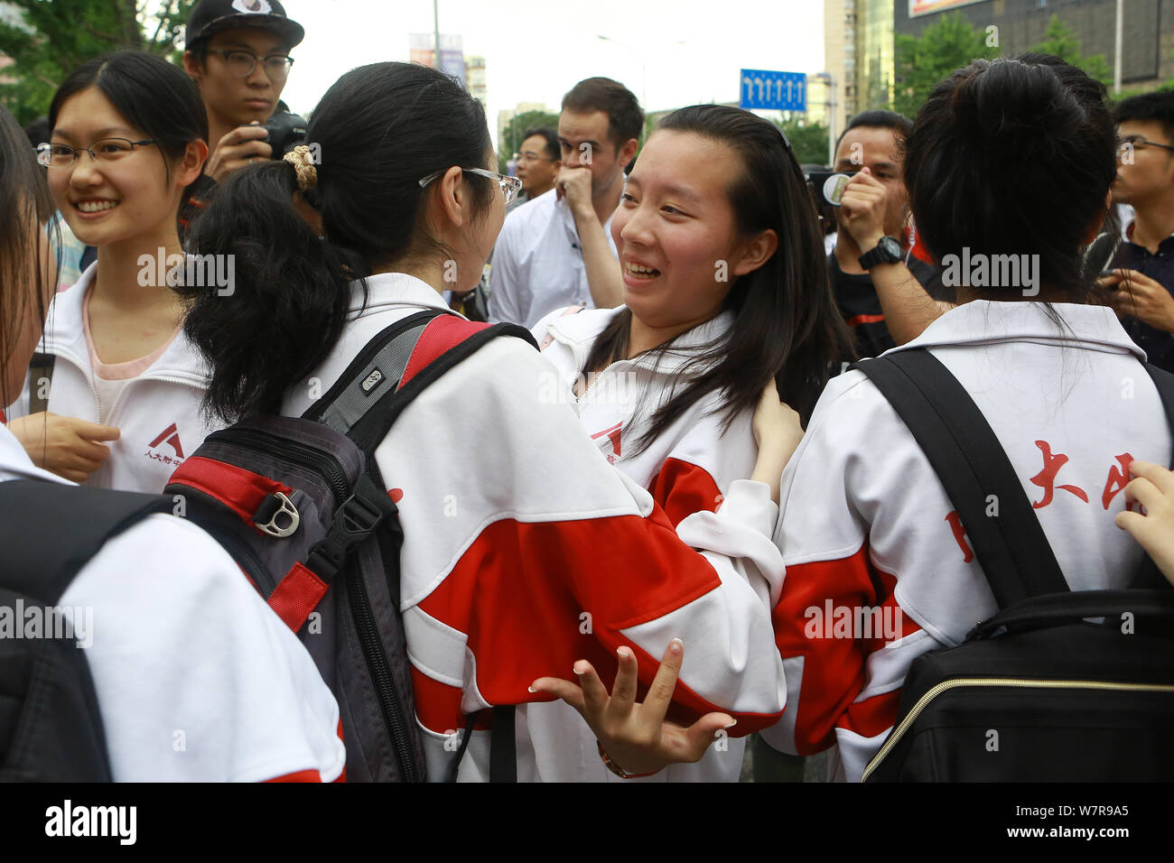 Chinese students are pictured after completing the 2017 National ...