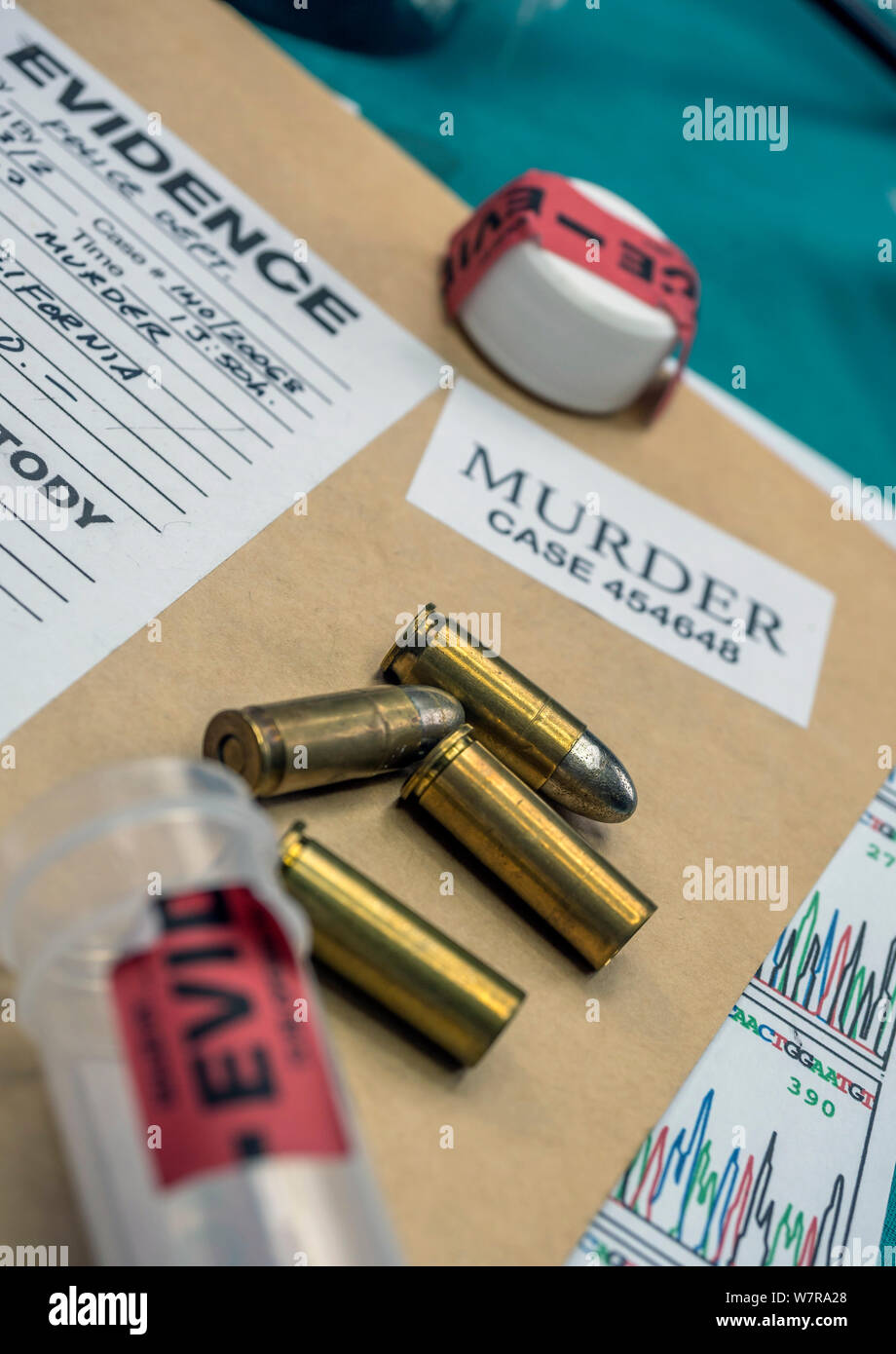 Criminalistic Laboratory, Bullet shell analysis, conceptual image Stock ...