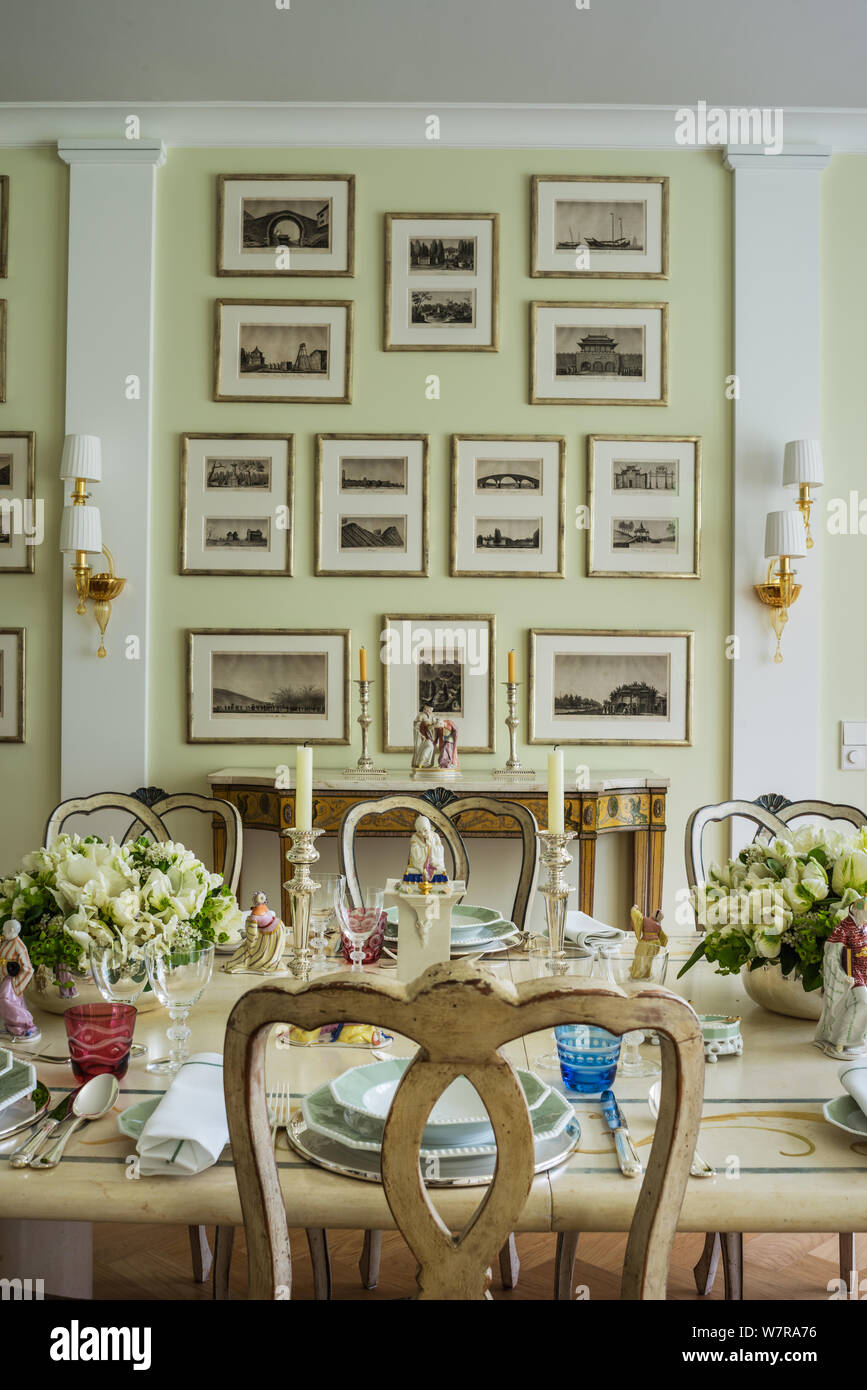 Set dining table with illustration collection Stock Photo - Alamy