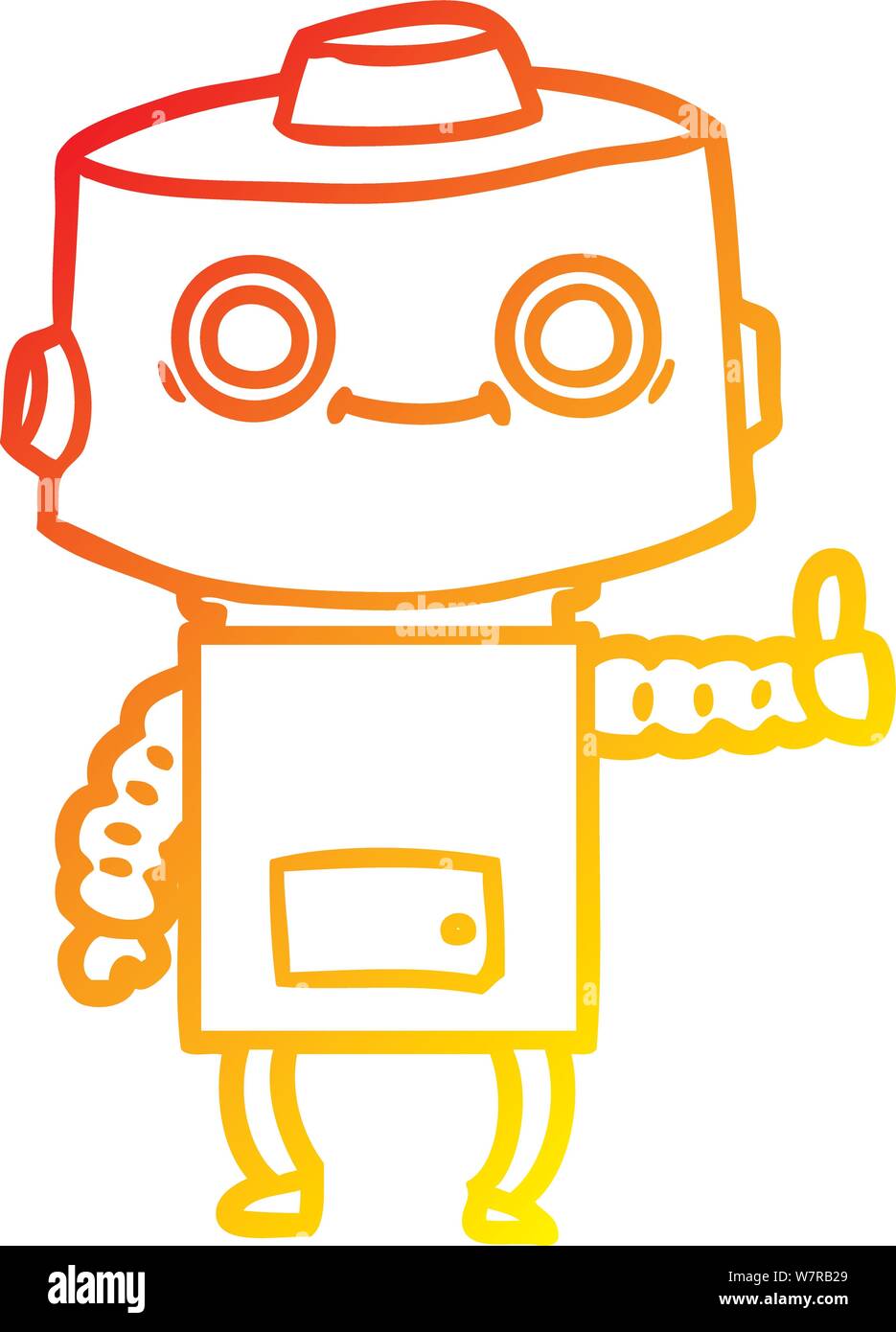 warm gradient line drawing of a cartoon robot Stock Vector Image & Art ...