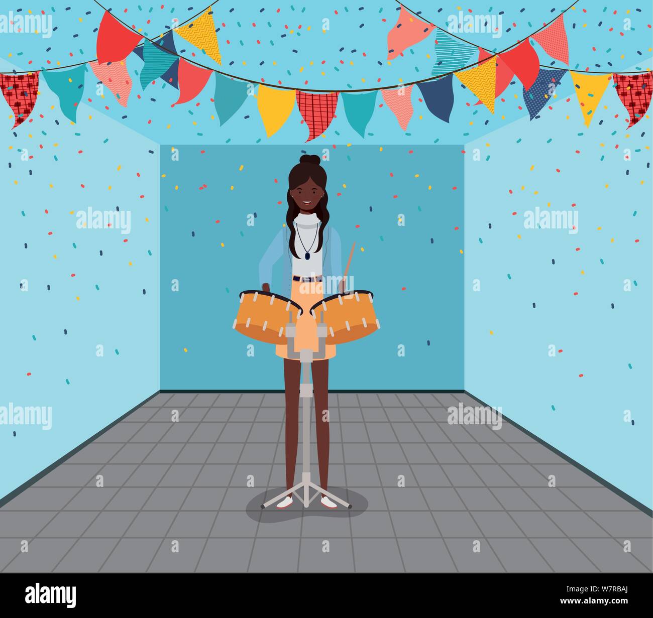 afro woman playing timpani character Stock Vector Image & Art - Alamy