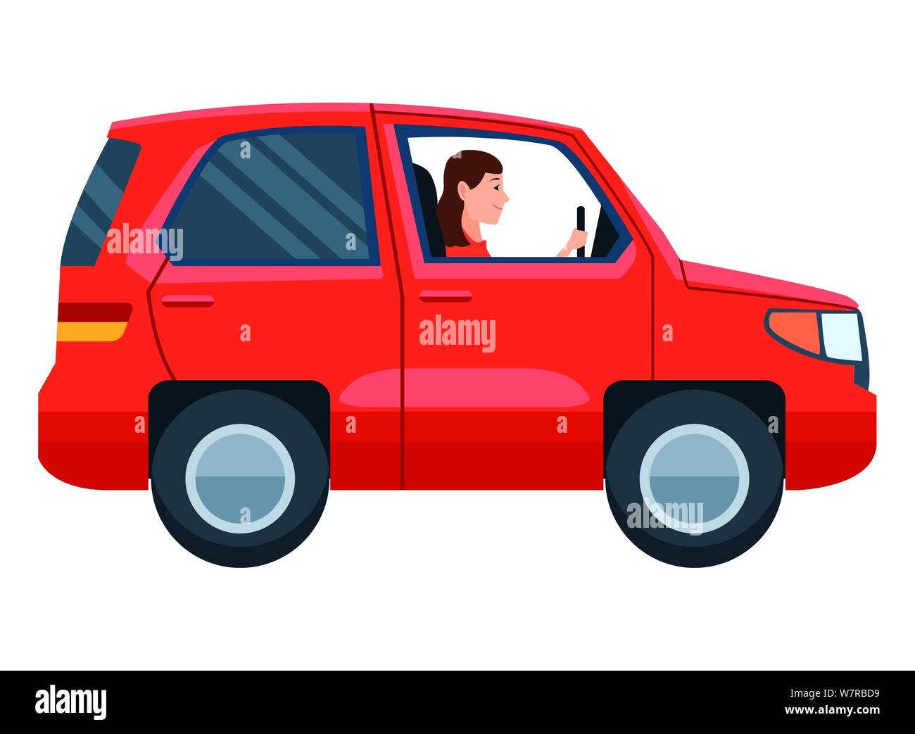 Woman driving SUV vehicle sideview cartoon Stock Vector Image & Art - Alamy