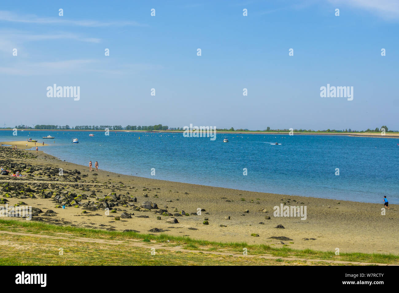 The coastline of bergse diepsluis, popular beach in tholen, Zeeland ...