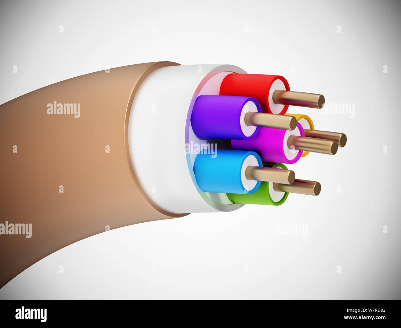 Electric cables isolated on white background. 3D illustration Stock ...