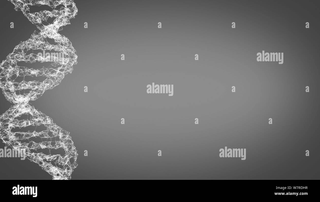 DNA code. Abstract 3d polygonal wireframe DNA molecule helix spiral ...