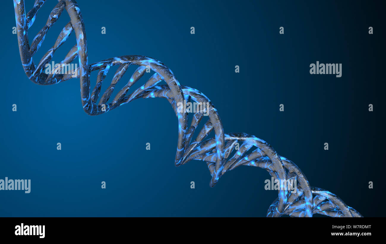 DNA code. Abstract 3d polygonal wireframe DNA molecule helix spiral ...