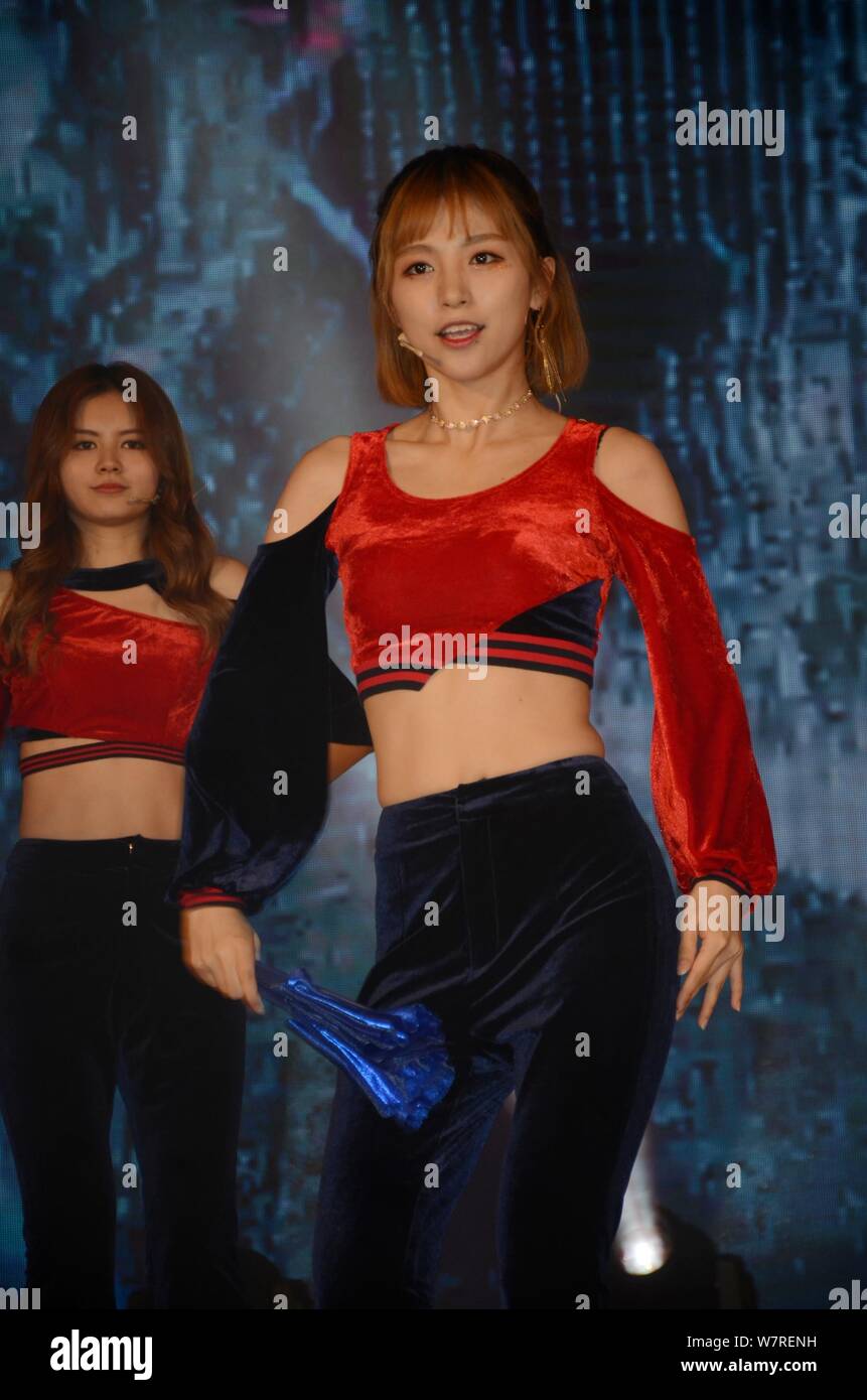 Kong Xiaoyin of Chinese girl group SNH48 performs during an annual ...