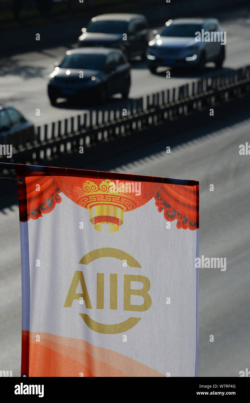 --FILE--View of a logo of the Asian Infrastructure Investment Bank ...