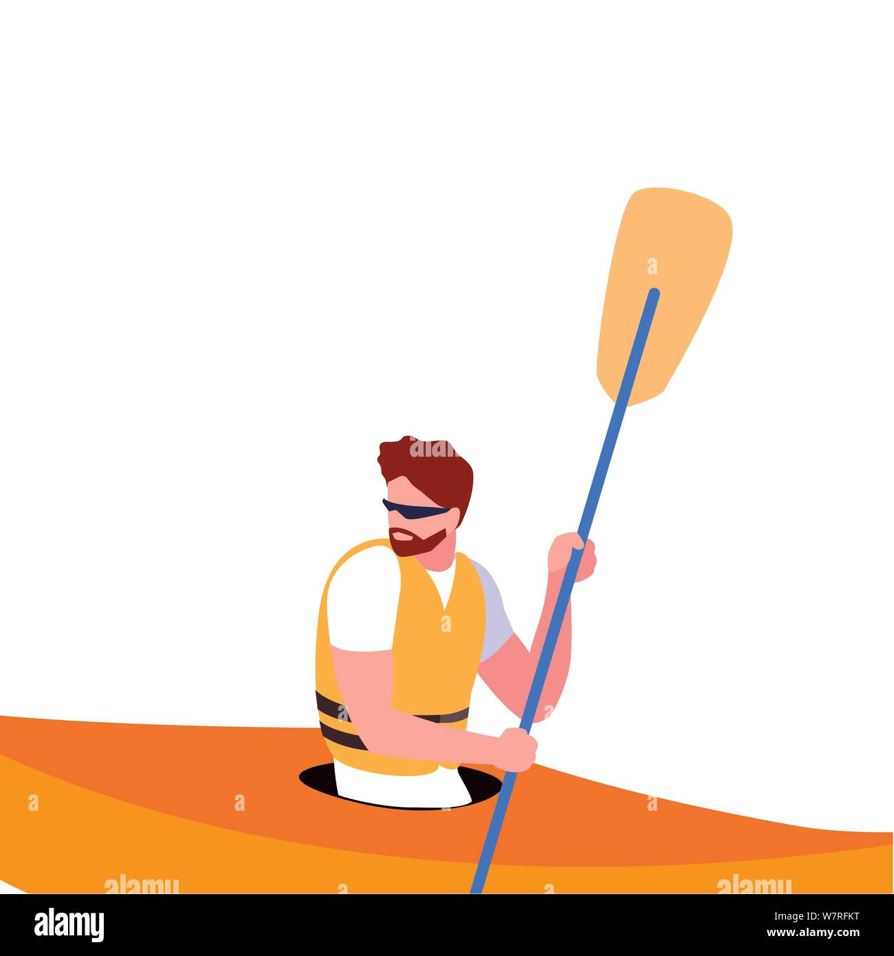 man paddling kayak extreme sport and lifestyle vector illustration ...