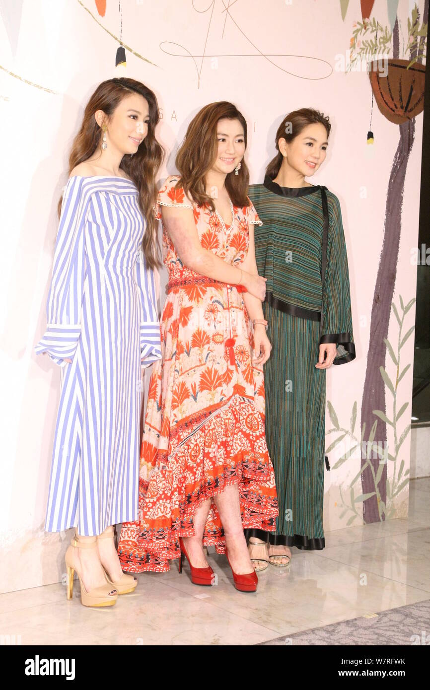(From left) Hebe, Selina, and Ella of Taiwanese girls group S.H.E pose ...
