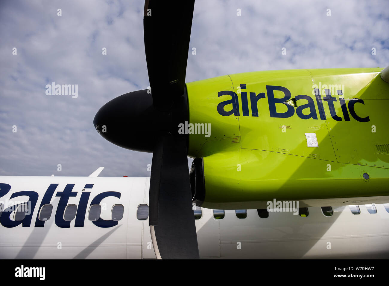 Warsaw, Poland. 6th Aug, 2019. An airBaltic Bombardier Q400 next gen ...