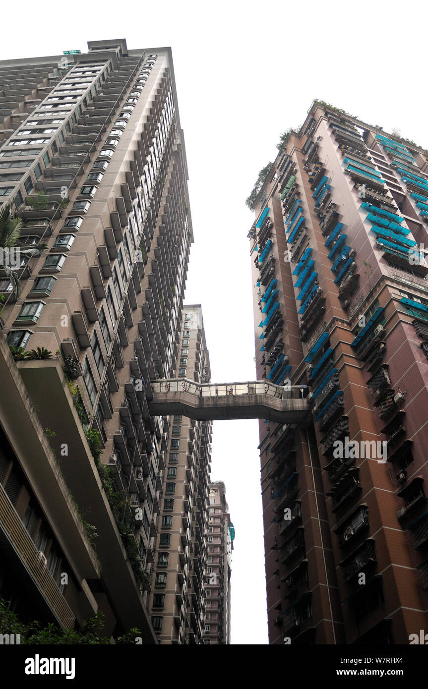 View of a 10-meter-long and 35-meter-high footbridge connecting ...