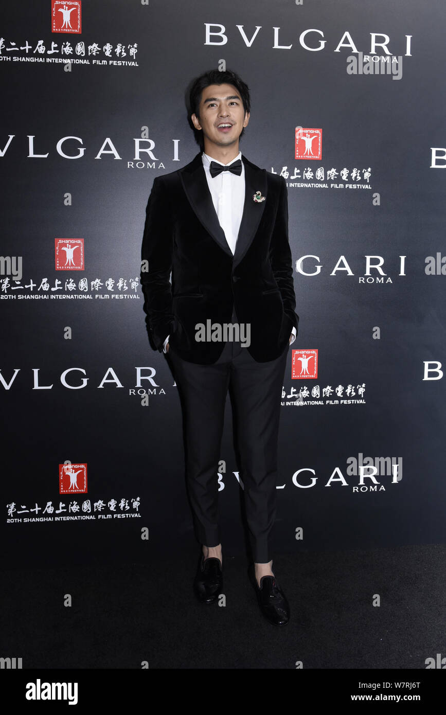 Taiwanese actor Chen Bolin arrives on the red carpet of Bulgari during ...